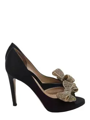 Valentino Garavani D'orsay Bow Peep-toe Pumps - Black