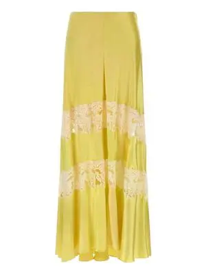 Alberta Ferretti Lace Insert Skirt - Yellow