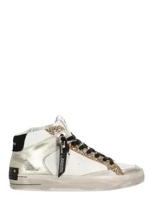CRIME LONDON Sk8 Deluxe Mid-top Leather Sneakers - White