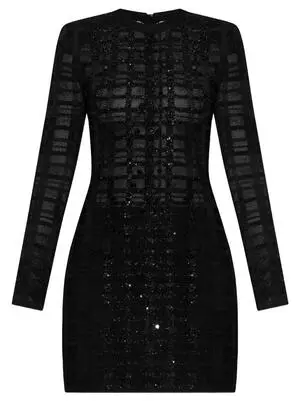 BALMAIN Beaded Checked Mini Dress