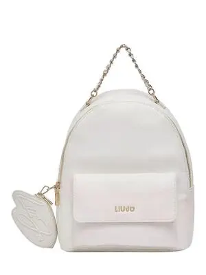 Liu Jo Logo Plaque Backpack With Detachable Coin Purse - White