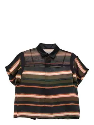 Sacai Striped-pattern Polo Shirt - Black