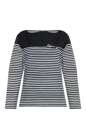 Balmain Striped Long-sleeved Top - Black