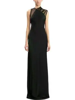 Victoria Beckham Mesh Detail Gown - Black