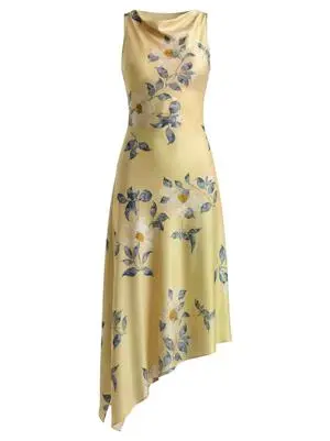 REFORMATION Scotia Floral Cowl Midi Dress - Yellow