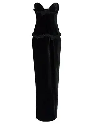 Alessandra Rich Ruffled Bow-detail Maxi Dress - Black