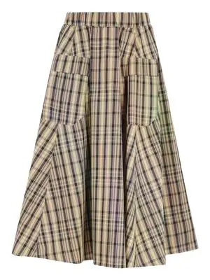 SEMICOUTURE Dulce Midi Checked Skirt - Neutrals
