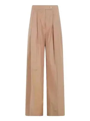 SEMICOUTURE Pleated Wide Leg Trousers - Neutrals