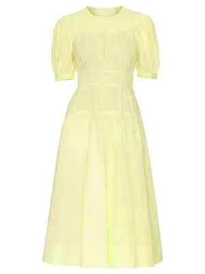 Ulla Johnson Marte Puffed-sleeve Tiered Midi Dress - Yellow