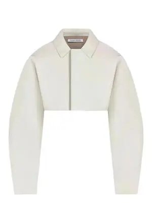 Manière De Voir Faux-leather Super Crop Jacket - Neutrals