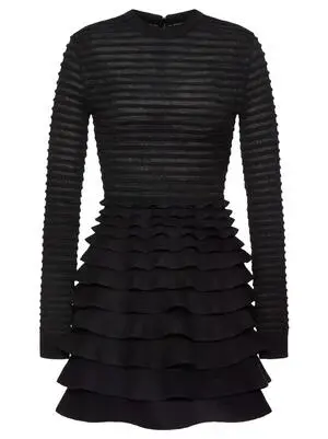 Valentino Garavani Ribbed Tiered Mini Dress - Black