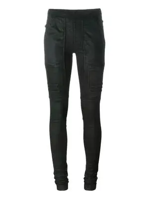 Rick Owens Wax Effect Biker Trousers - Black