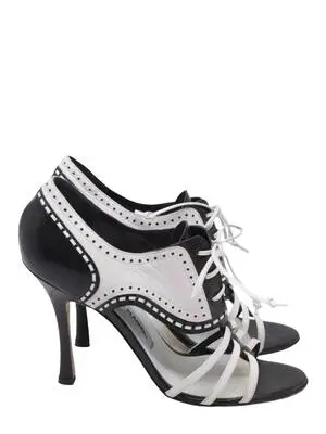 Manolo Blahnik Lace-up Leather Sandals - Black