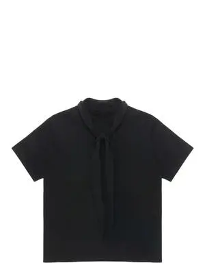 Carven Scarf-collar Cotton T-shirt - Black