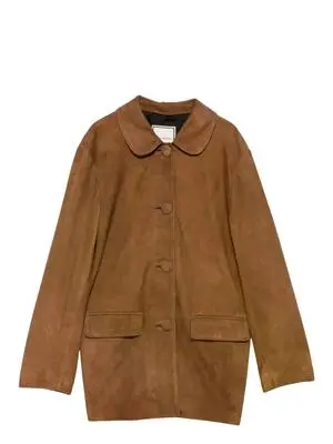 Tagliatore Peter-pan-collar Leather Coat - Brown