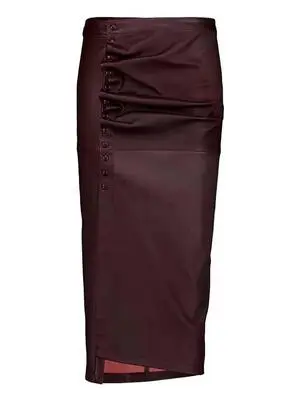 Rabanne Buttoned Leather Midi Skirt - Red