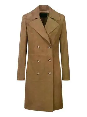 DONDUP Double-breasted Suede Coat - Neutrals