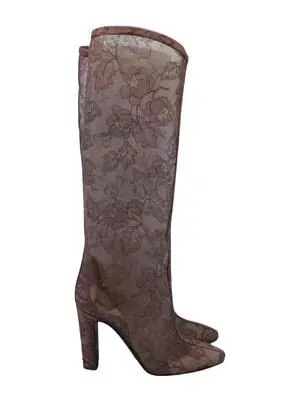 Valentino Garavani Floral-lace Knee-high Boots - White