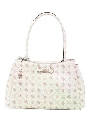 Guess Carrie Logo-pattern Tote Bag With Padlock Detail - Neutrals