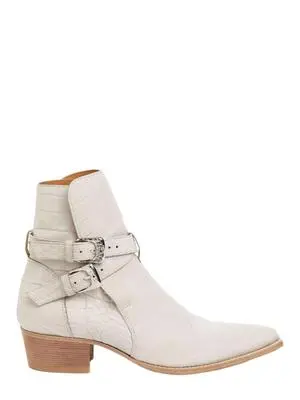 Amiri Jodhpur Croc Boots - Ivory