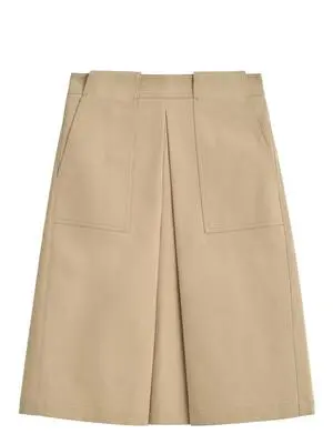 Cos Deconstructed Pleated Cotton Midi Skirt - Beige