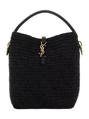Saint Laurent Le 37 Raffia Bucket Bag - Black