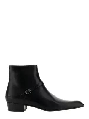 Saint Laurent 30mm Augustin Leather Ankle Boots - Black