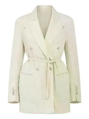 Masnada Belted Double-breasted Jacket - Neutrals