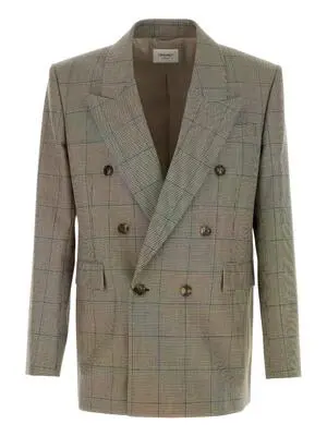 Saint Laurent Double-breasted Checked Blazer - Neutrals