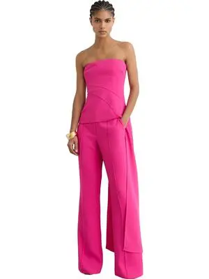REISS Skye Strapless Drape-detail Top - Bright Pink