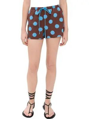 BAILEY ROSE Polka Dot Mini Shorts - Chocolate