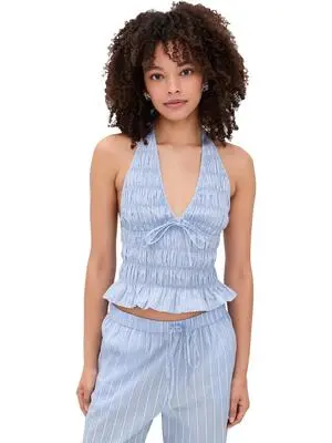 NIA Chandler Striped Top - Chambray