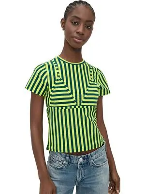 SIMONMILLER Kini Striped Tee - Lime Stripe