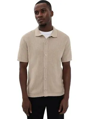 Nn07 Ares Button-up Sweater - Desert Khaki