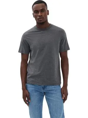 FRAME Short Sleeve Light Cotton Tee - Grey Melange