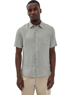 Vince Short Sleeve Linen Shirt - Matcha