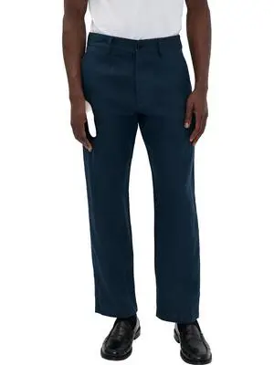 Nn07 Aden Linen Trousers - Navy Blue