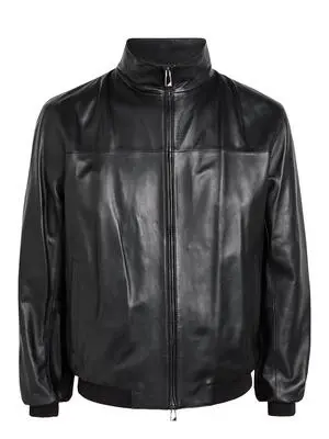 EMPORIO ARMANI High-Neck Leather Jacket