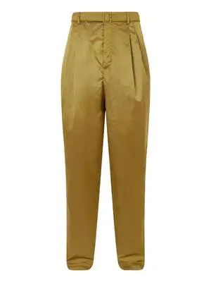Saint Laurent Tapered Pleated Shell Trousers - Green