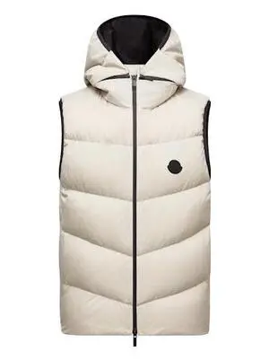 Moncler Guersac Hooded Diagonal-quilted Gilet With Detachable Hood - Light Grey