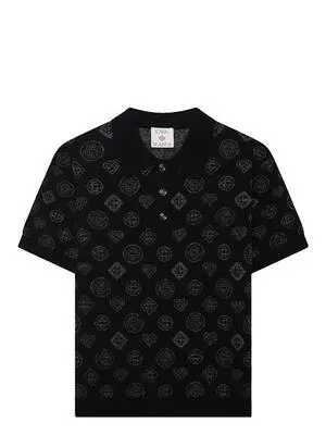 Casablanca Monogram Jacquard Polo Shirt - Black