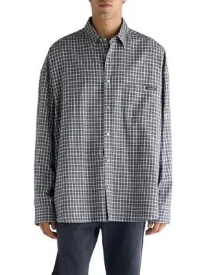 Acne Studios Soffia Relaxed Fit Check Flannel Button-up Shirt - Black/white
