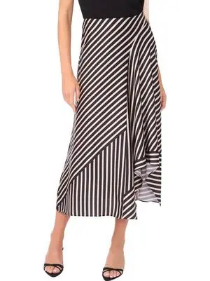 Vince Camuto Asymmetric Stripe Maxi Skirt - Rich Black