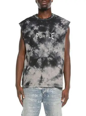PURPLE BRAND Sleeveless Cotton Graphic T-shirt - Grey