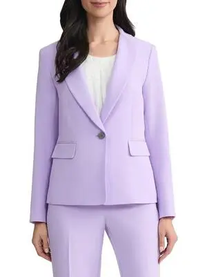 KASPER KASPER Petal Lapel One-Button Pinstripe Jacket
