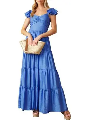FLYING TOMATO Tiered Maxi Dress - Periwinkle
