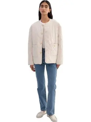 LAMARQUE Hera Quilted Collarless Jacket - Whisper White