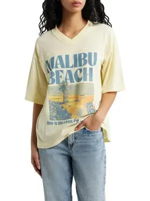 VINYL ICONS Malibu Beach Graphic T-shirt - Yellow