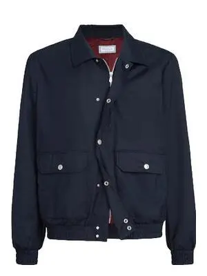 Brunello Cucinelli Bonded Fabric Shirt Jacket - Navy Blue