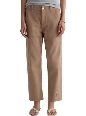 Ag High-waist Ankle Straight Leg Twill Pants - Sulfur Light Taupe